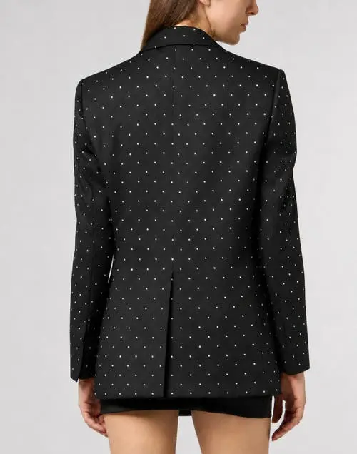 Philipp Plein Boyfriend Fit Blazer With Crystal Embellishments