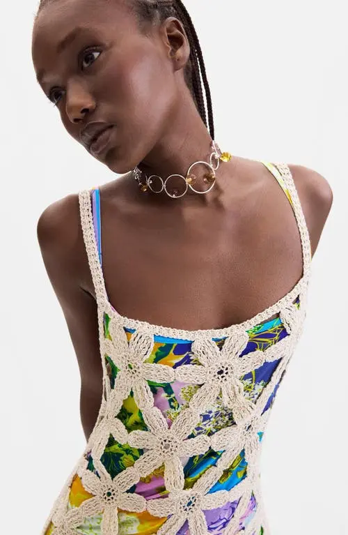 Desigual Floral Crochet Minidress