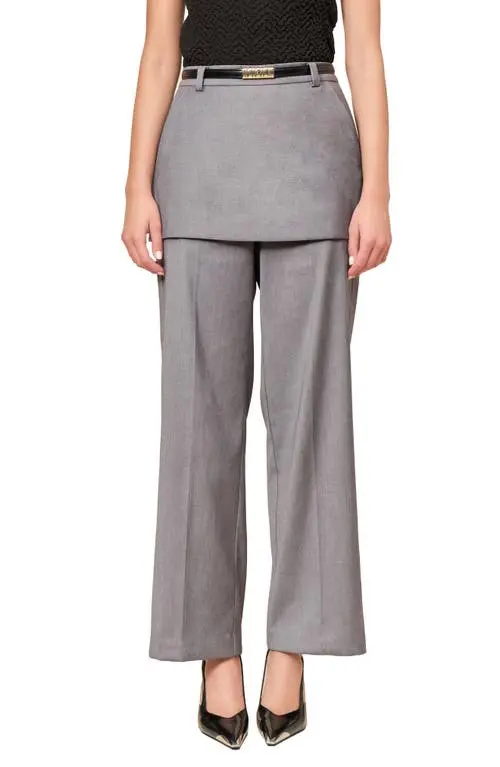 MAUDE CLUB Roxy Layered Waist Wide Leg Pants - Grey