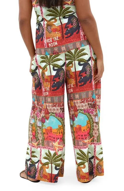City Chic Printed Smocked Waist Crop Pants