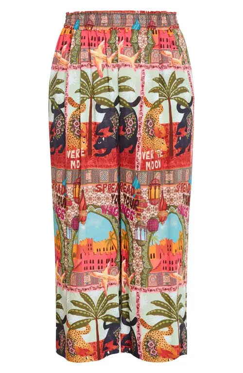 City Chic Printed Smocked Waist Crop Pants