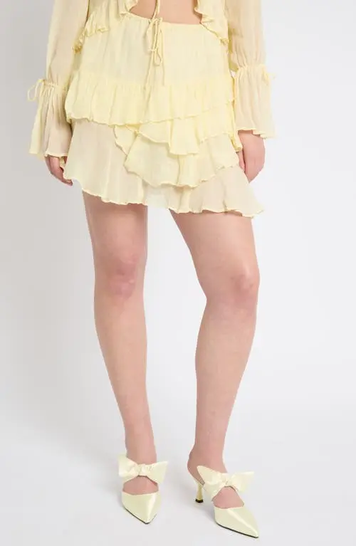 MUSE ASSEMBLY Tiered Ruffle Miniskirt - Lemon