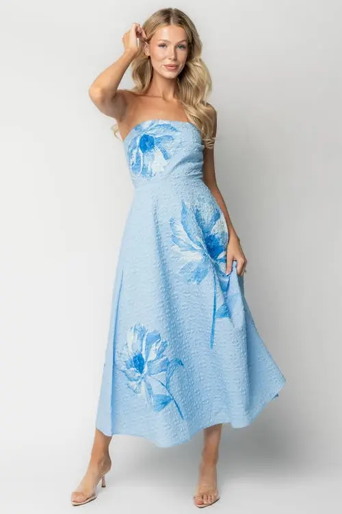 BALTIC BØRN Genesis Strapless Midi Dress - Light Blue
