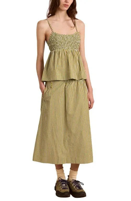 DAMSON MADDER Dinah Striped Smocked Organic Cotton Camisole