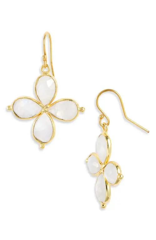 KIARA BY KI-ELE Lucia Moonstone Flower Drop Earrings - Gold