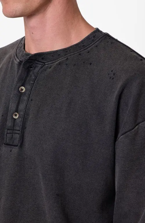 Mnml Distressed Long Sleeve Henley
