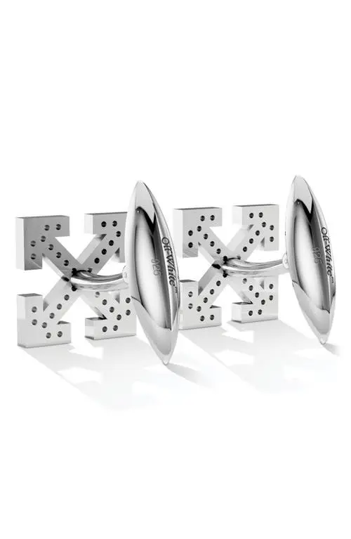 Off-White Lab Grown Black Diamond Arrow Cuff Links