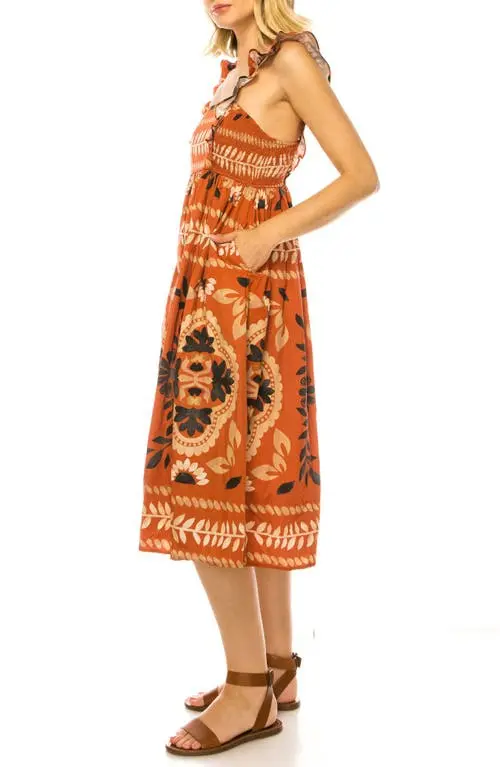 A COLLECTIVE STORY Printed Flutter Sleeve Midi Dress