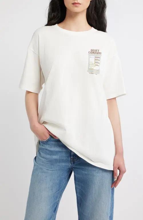 DAMSON MADDER Quiet Company Graphic T-shirt - Ecru