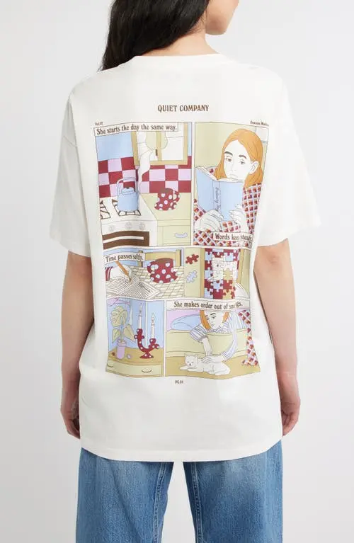 DAMSON MADDER Quiet Company" Graphic T-shirt - Ecru