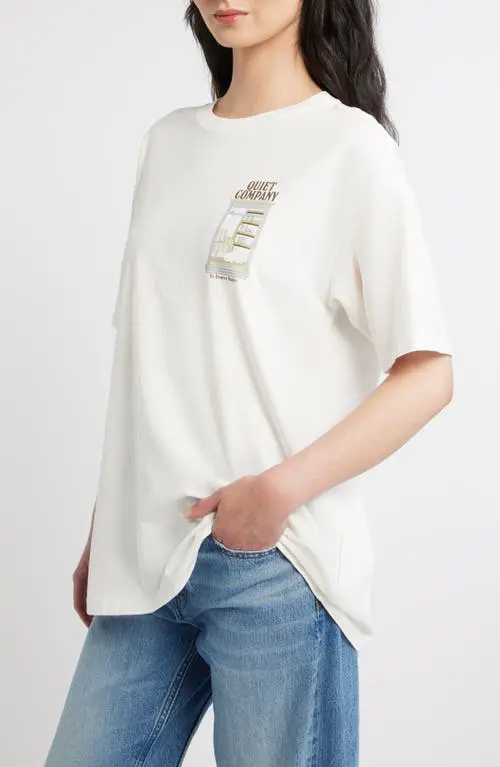 DAMSON MADDER Quiet Company" Graphic T-shirt - Ecru