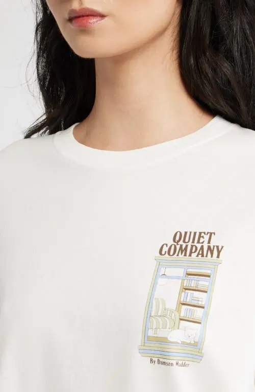 DAMSON MADDER Quiet Company" Graphic T-shirt - Ecru