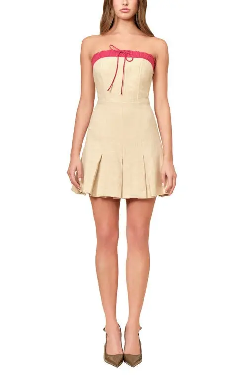 MAUDE CLUB Viola Linen Blend Minidress - Beige Ruby