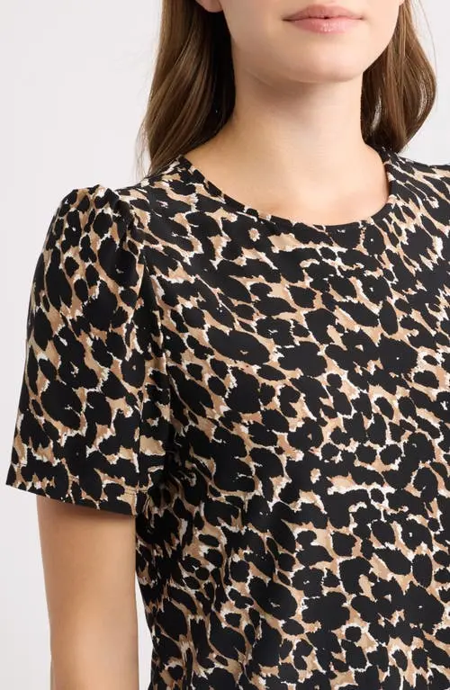Anne Klein Leopard Print Puff Shoulder Top