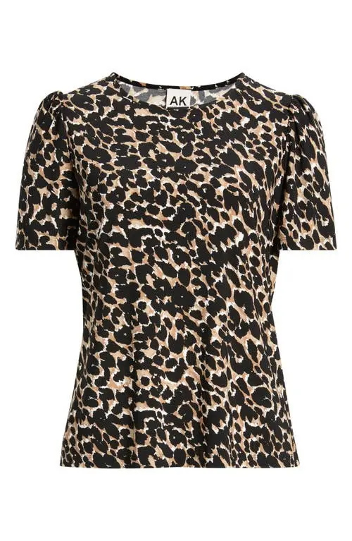 Anne Klein Leopard Print Puff Shoulder Top
