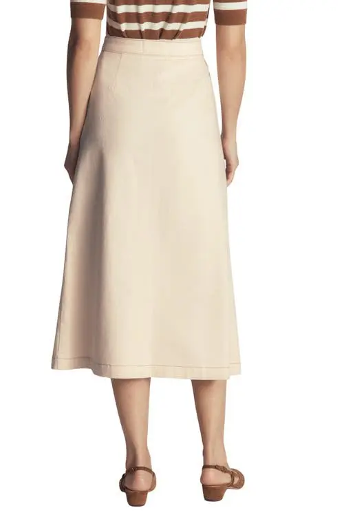Boden Button Front Denim Midi Skirt