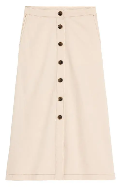 Boden Button Front Denim Midi Skirt