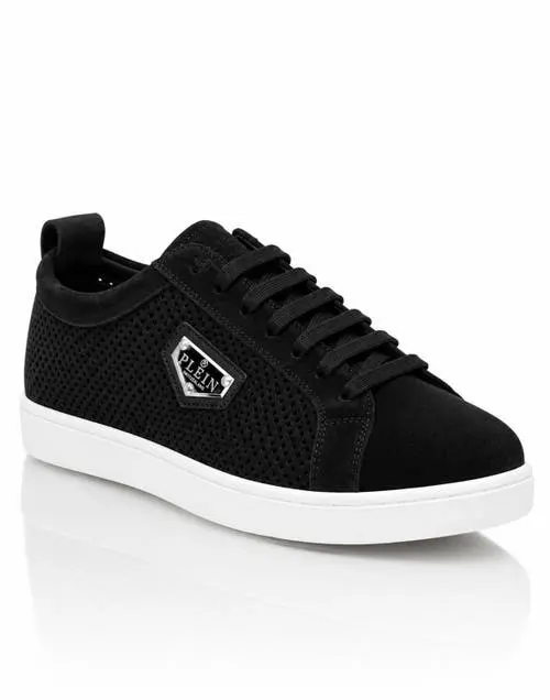 Philipp Plein Perforated Suede Low-top Sneakers - Black