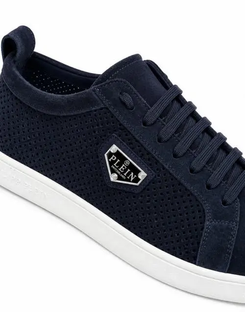 Philipp Plein Perforated Suede Low-top Sneakers - Darkblue