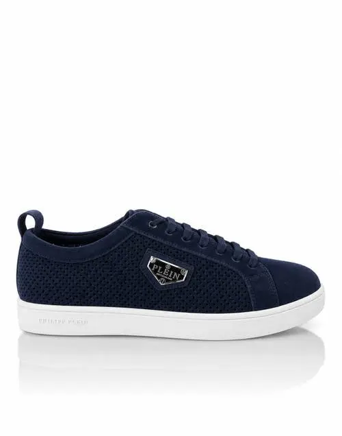 Philipp Plein Perforated Suede Low-top Sneakers - Darkblue
