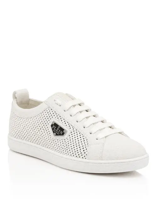 Philipp Plein Perforated Suede Low-top Sneakers - Offwhite