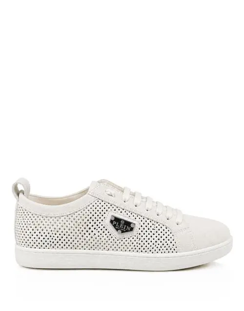 Philipp Plein Perforated Suede Low-top Sneakers - Offwhite