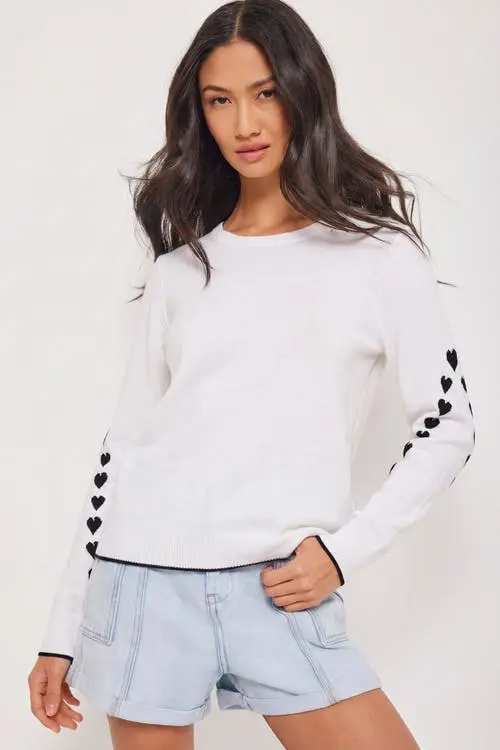 Lisa Todd Love Notes Heart Sweater - White