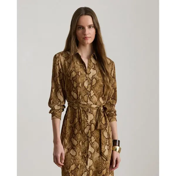 Ralph Lauren Python-print Georgette Shirtdress