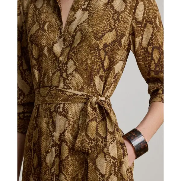 Ralph Lauren Python-print Georgette Shirtdress