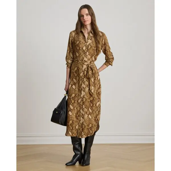 Ralph Lauren Python-print Georgette Shirtdress