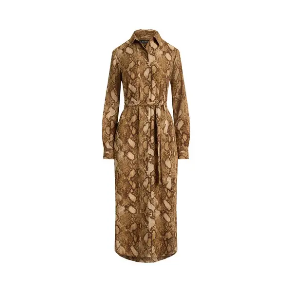 Ralph Lauren Python-print Georgette Shirtdress