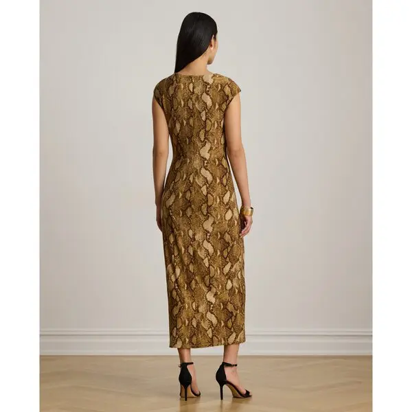 Ralph Lauren Python-print Jersey Cap-sleeve Dress