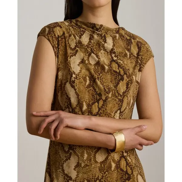 Ralph Lauren Python-print Jersey Cap-sleeve Dress