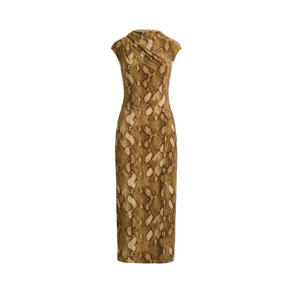 Ralph Lauren Python-print Jersey Cap-sleeve Dress