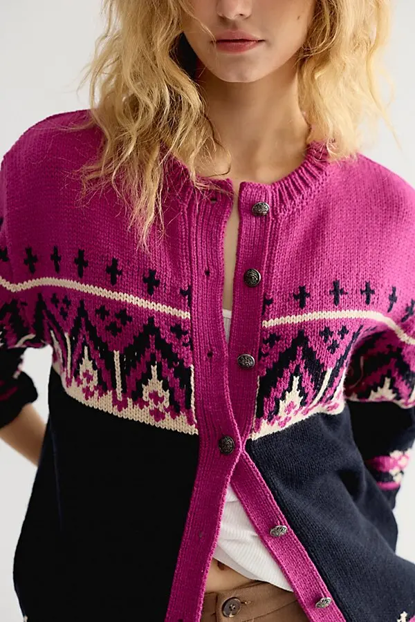 Anna Sui Fair Isle Cardigen - Azalea
