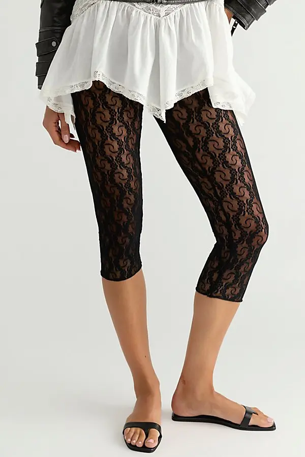 Only Hearts Stretch Lace Capris - Black