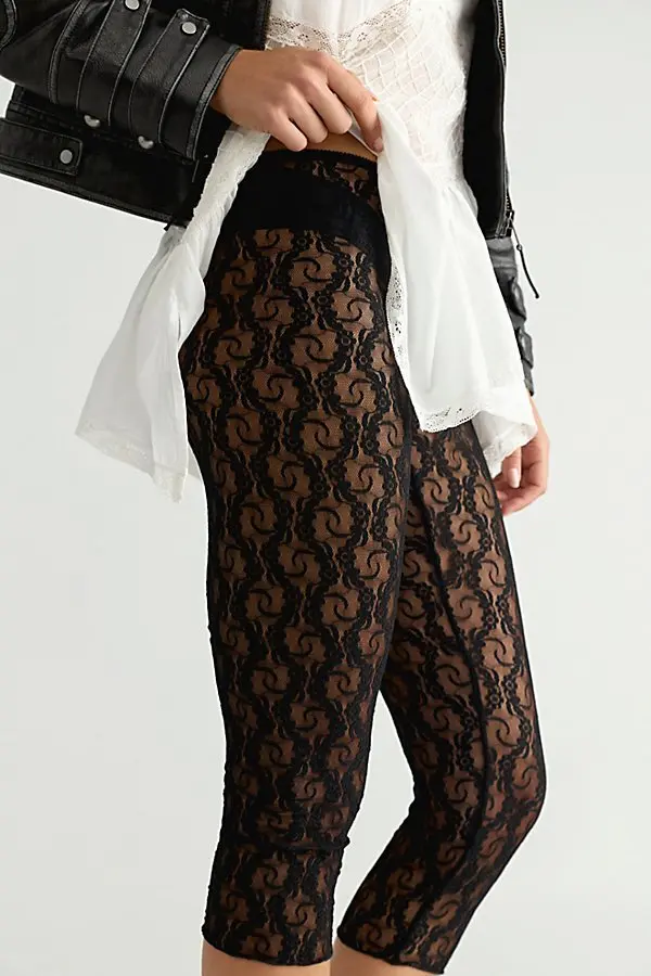 Only Hearts Stretch Lace Capri Tights - Black