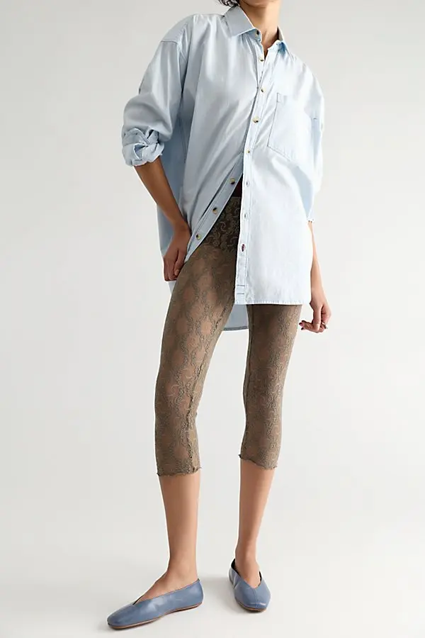Only Hearts Stretch Lace Capris - Khaki
