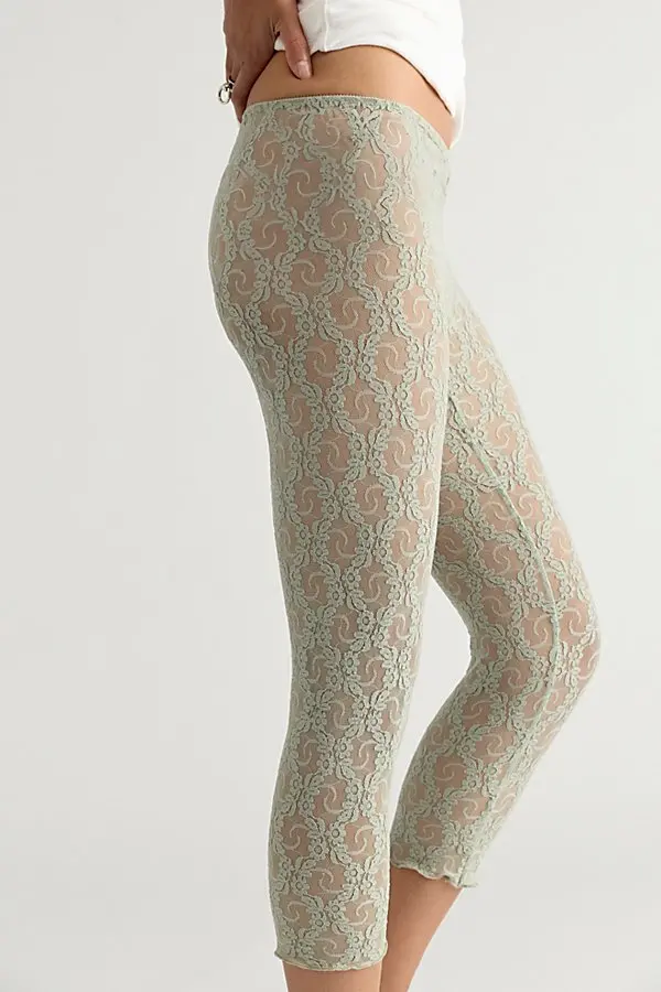 Only Hearts Stretch Lace Capri Tights - Sagebrush