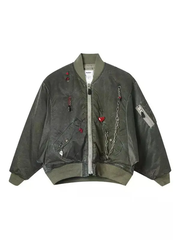DOUBLET Chain-embellished Bomber Jacket - Green