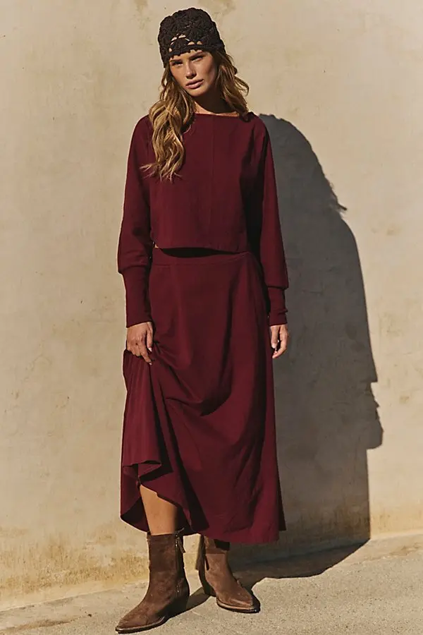 Free People Cilla Cotton Jersey Skirt Set - Dionysus
