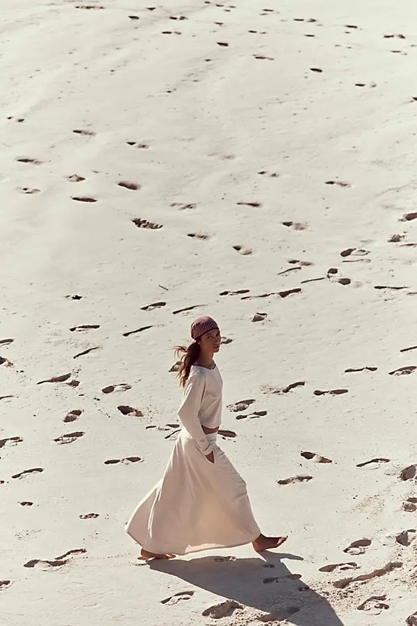 Free People Cilla Cotton Jersey Skirt Set - Toasted Eggnog