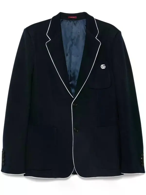 Gucci Embroidered Jersey Blazer - Blue