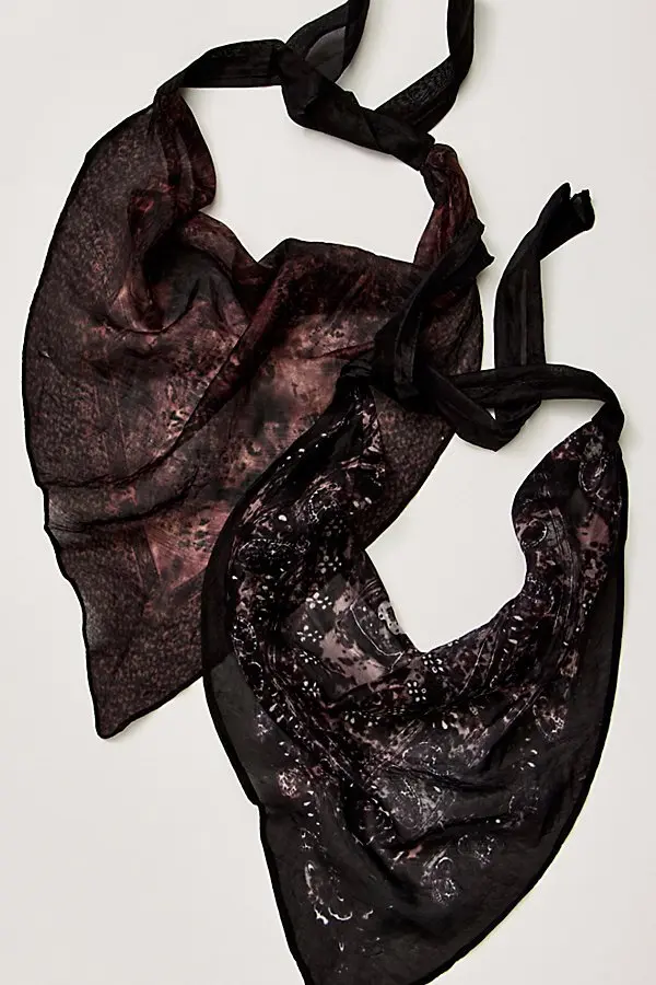 Free People Bridgette Silk Hair Scarf - Black