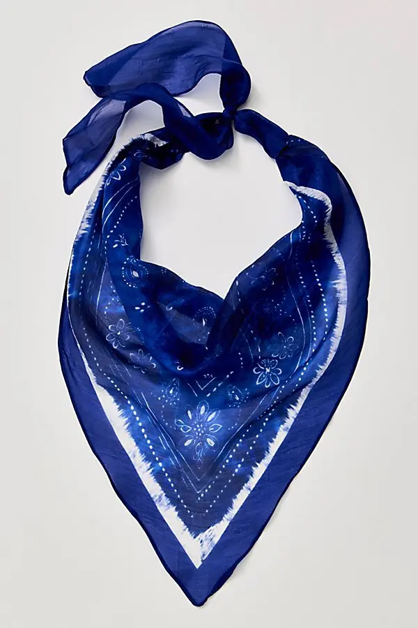 Free People Bridgette Silk Hair Scarf - Navy