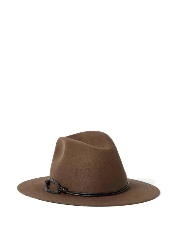 Brunello Cucinelli Felt Fedora Hat With Monili Band