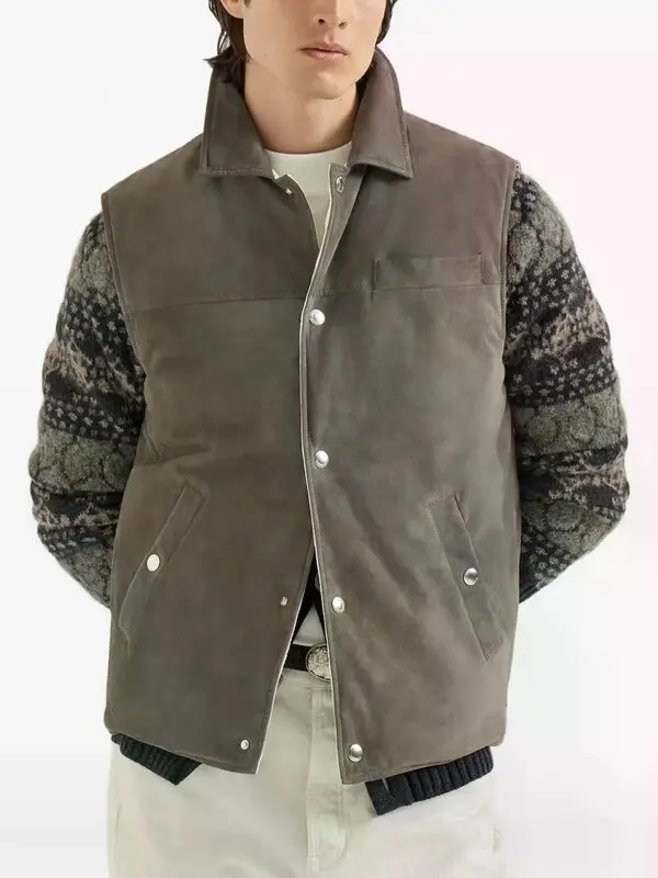 Brunello Cucinelli Suede Down Vest - Grey