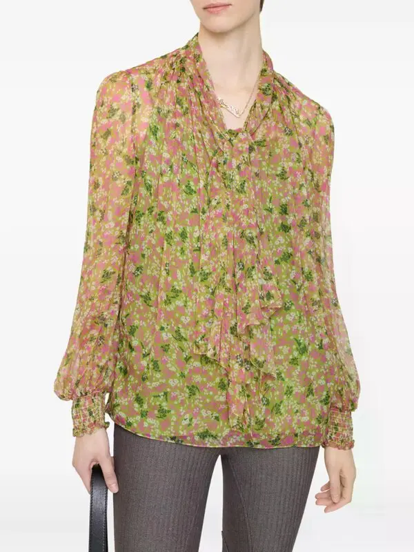 Burberry Floral Silk Blouse With Detachable Camisole