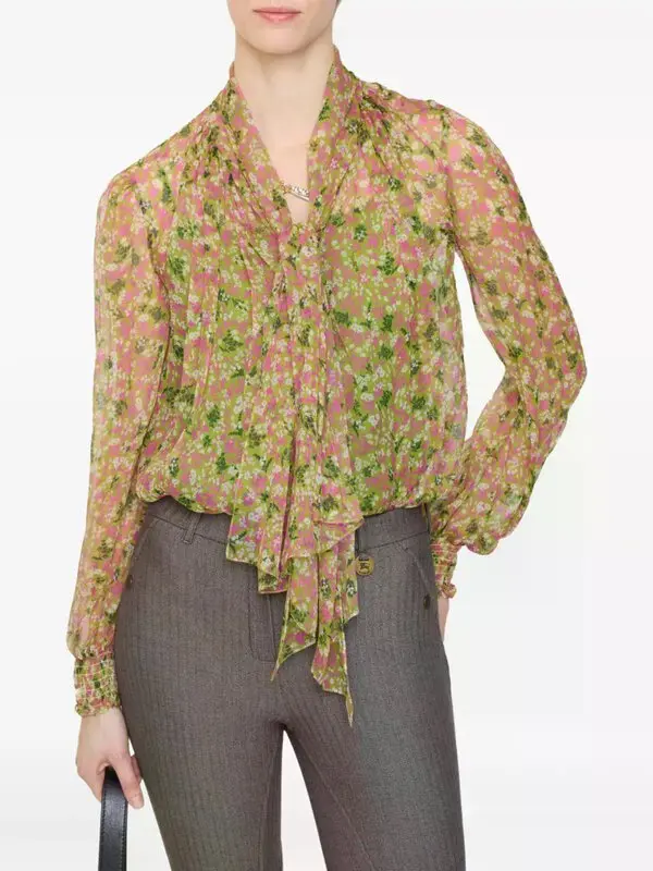Burberry Floral Silk Blouse With Detachable Camisole