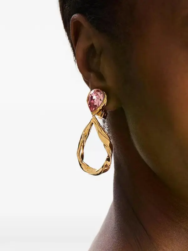 Oscar De La Renta Twisted Loop Crystal Clip-on Earrings - Gold